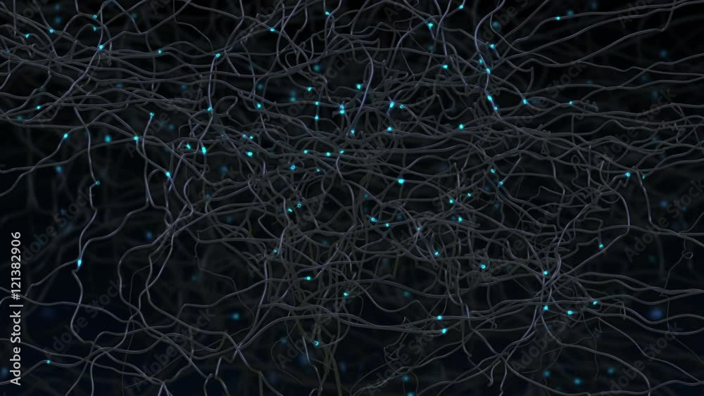 Electric impulses in network structure. Animation of moving impulses ...