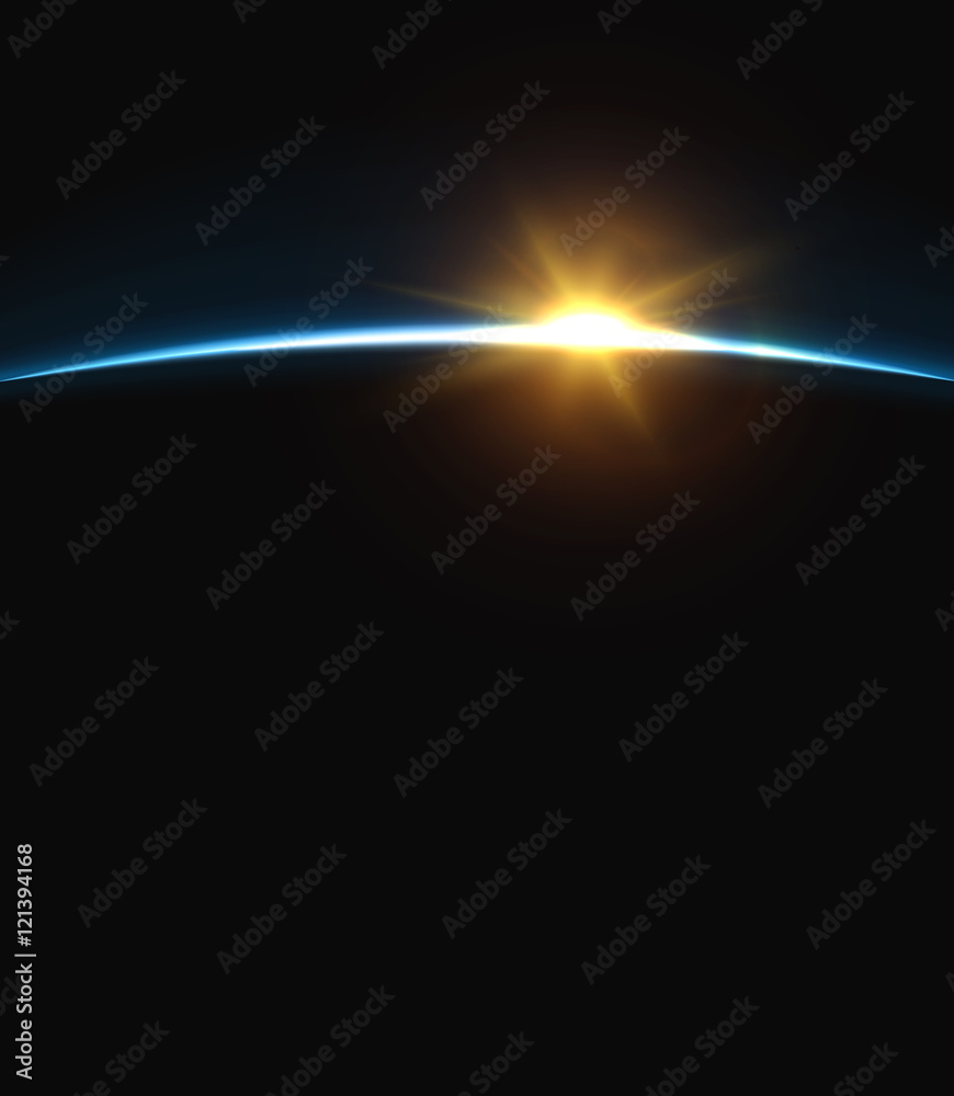 Planet earth sunrise.. Globe Horizon atmosphere. view of the earth from ...