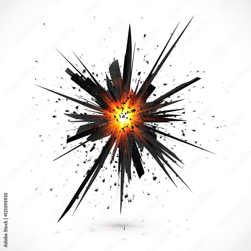 Black isolated vector explosion with blocks and particles Stock Vector ...