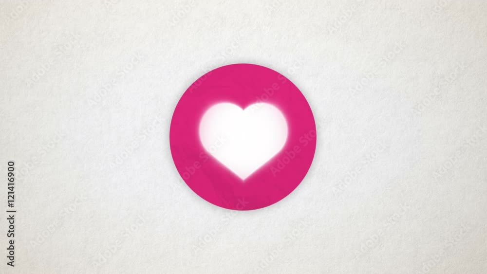 Heart animated. Shape heart in the colored red circle on the paper ...