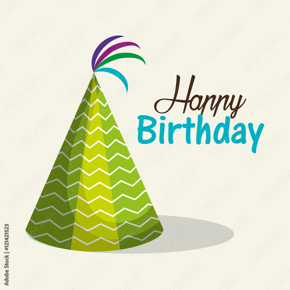 hat green happy birthday party graphic vector illustration eps 10 Stock ...
