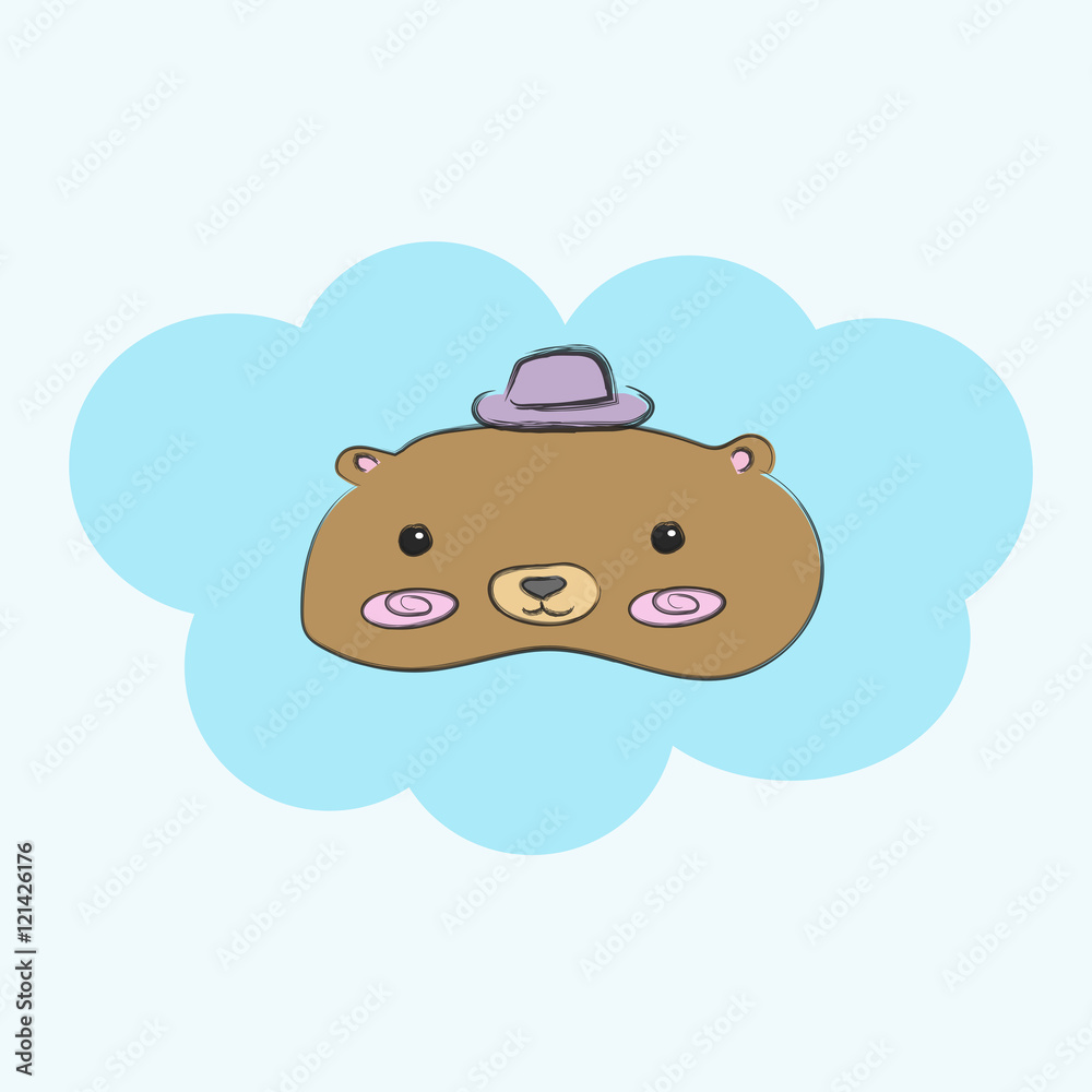 Character Illustration Cute Bear Hat Stock Vector Adobe Stock