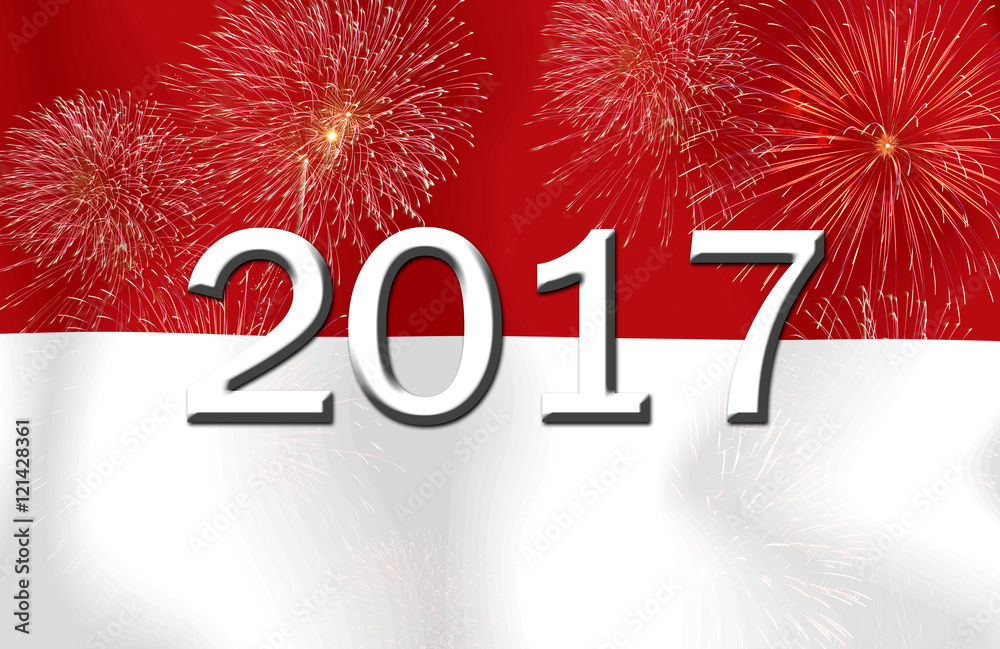 Fireworks and 2017 on the Monaco flag.Concept Happy New Year 201 Stock ...