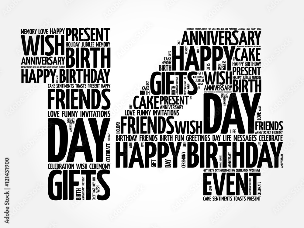 Happy 14th birthday word cloud collage concept Stock Vector | Adobe Stock
