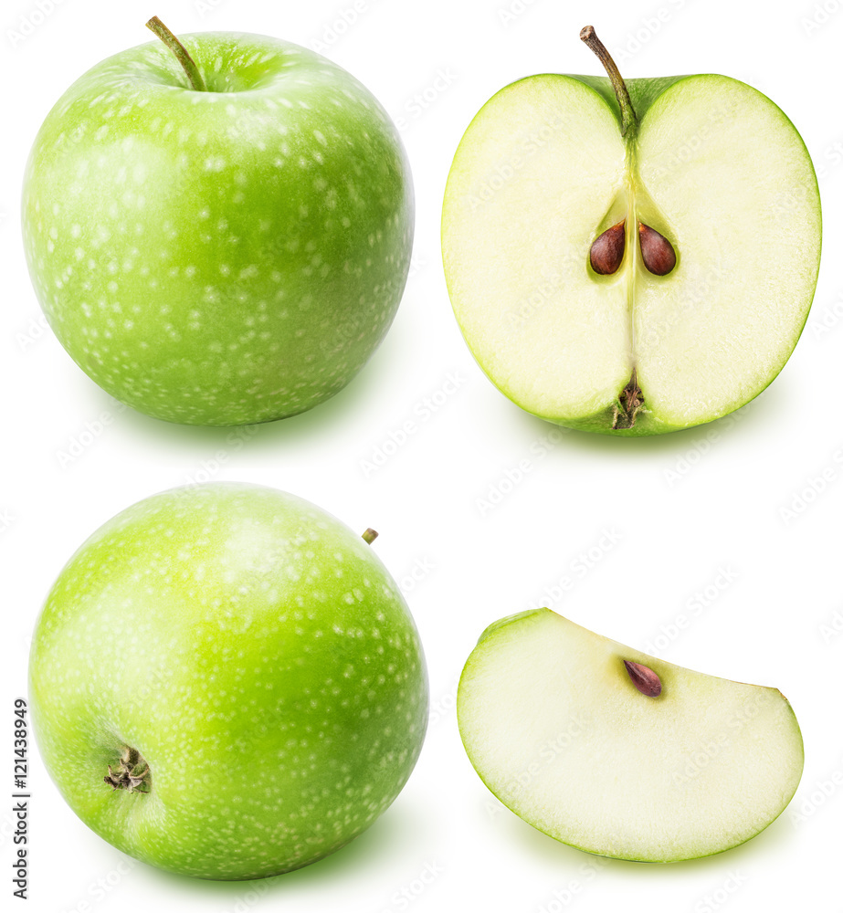 green cut apple set isolated on a white background Stock Photo | Adobe ...