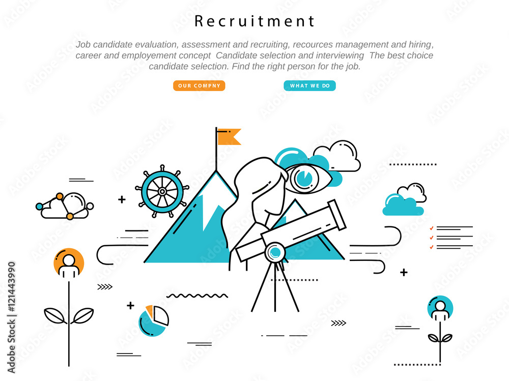 Line flat vector business design and infographic elements for job ...