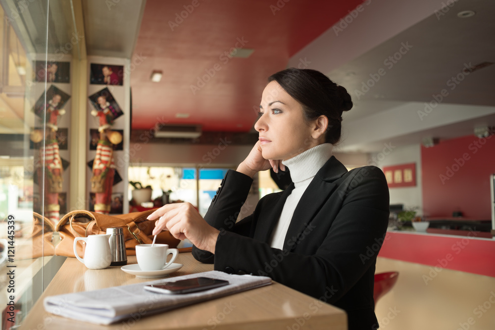 Lonely woman at the bar Stock Photo | Adobe Stock