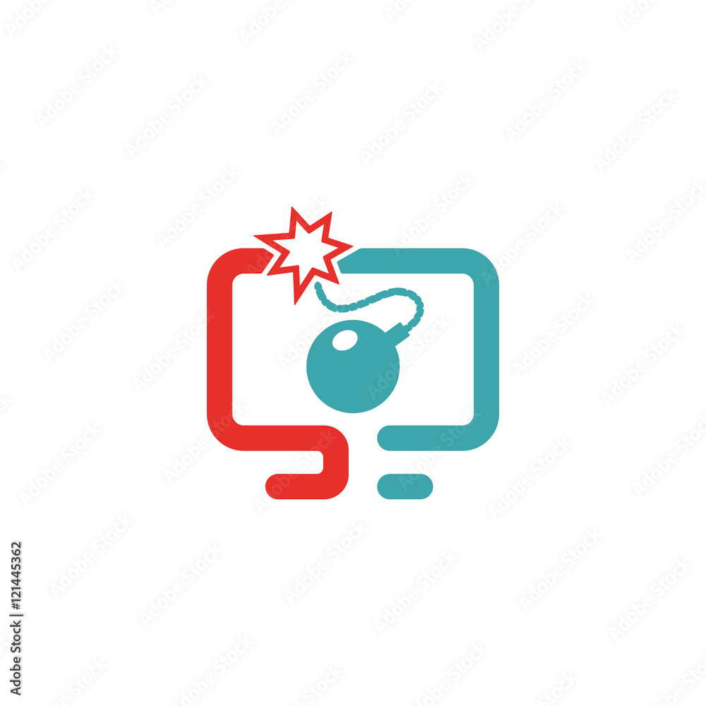 PC and Bang Symbol Icon. Stock Vector | Adobe Stock