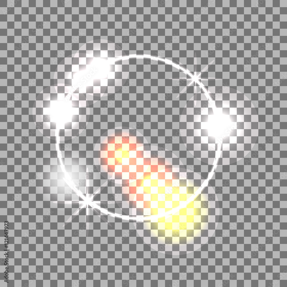 White circle lens flare vector effect. Abstract glow warm and cold ...