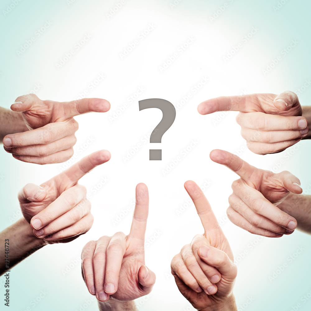 Pointing Hand and Question Mark Stock Photo | Adobe Stock