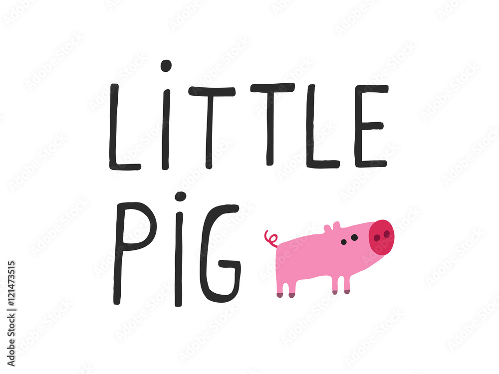 Little Pig, design for decoration. Vector illustration. Stock Vector ...