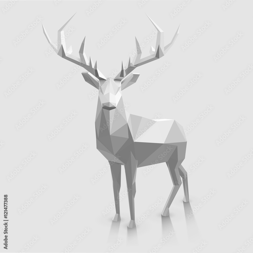 Polygonal animal illustration. Vector low poly stag, with space for ...