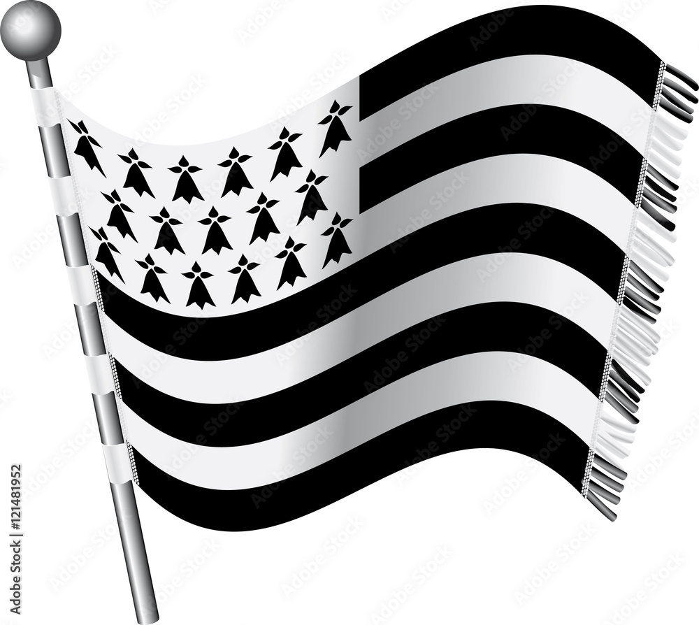 Drapeau de la Bretagne flottant au vent Stock Vector | Adobe Stock