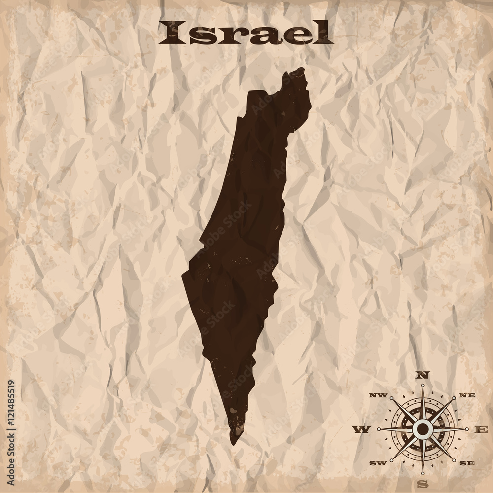 Israel old map with grunge and crumpled paper. Vector illustration ...