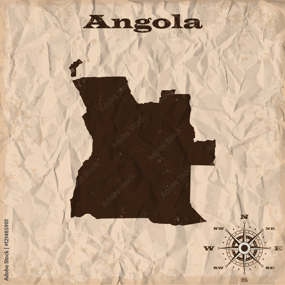 Angola old map with grunge and crumpled paper. Vector illustration ...