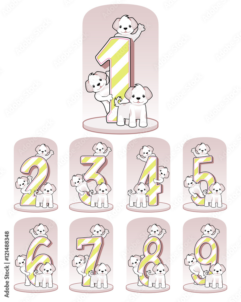 puppy / numbers with puppy dogs Stock Vector | Adobe Stock