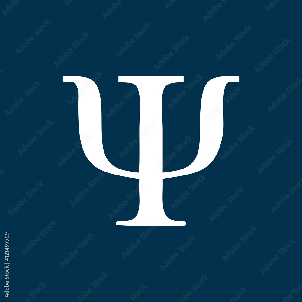 Icono plano simbolo Psi en fondo azul oscuro Stock Vector | Adobe Stock