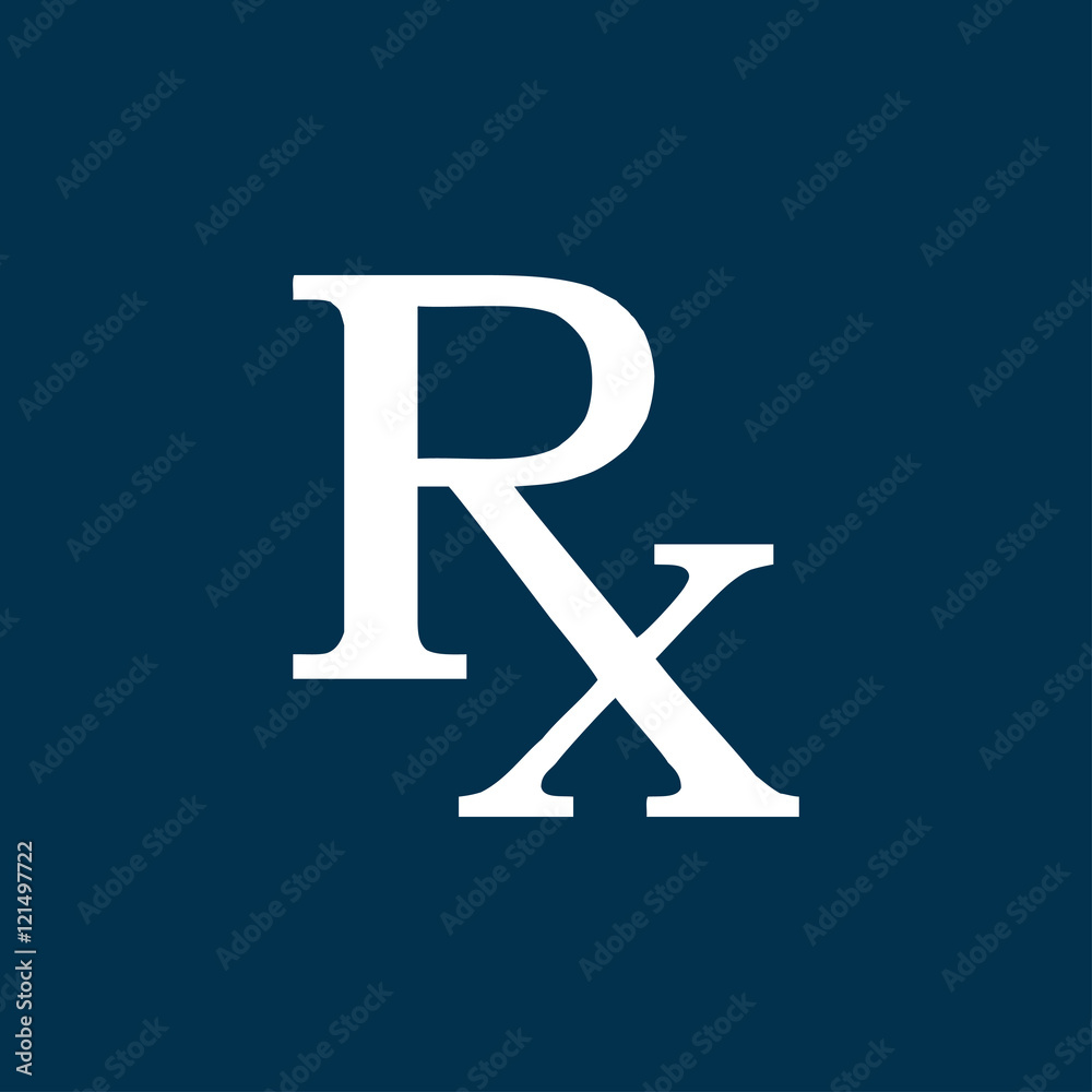Icono plano simbolo RX en fondo azul oscuro Stock Vector | Adobe Stock