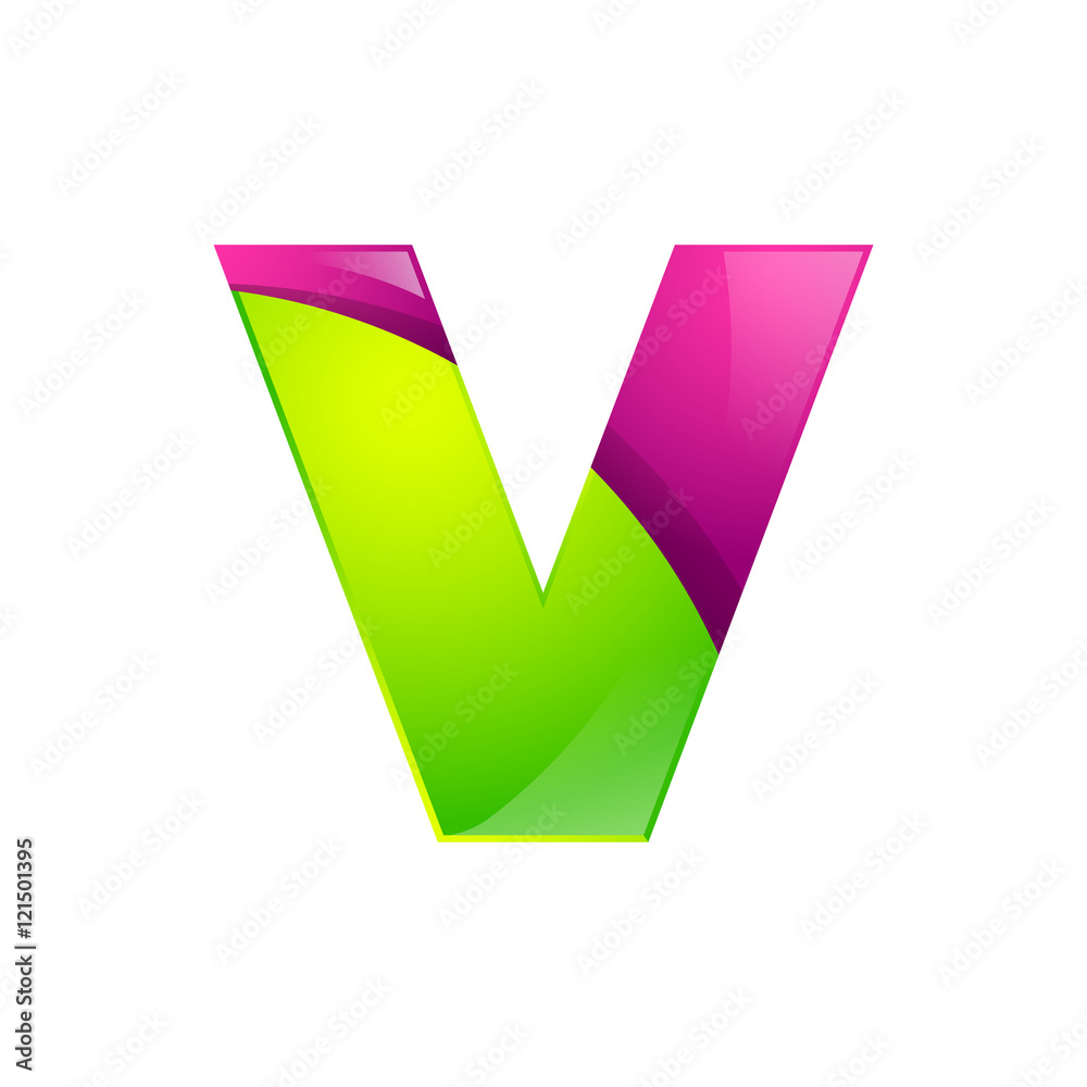 V letter green and pink logo design template elements an icon for ...
