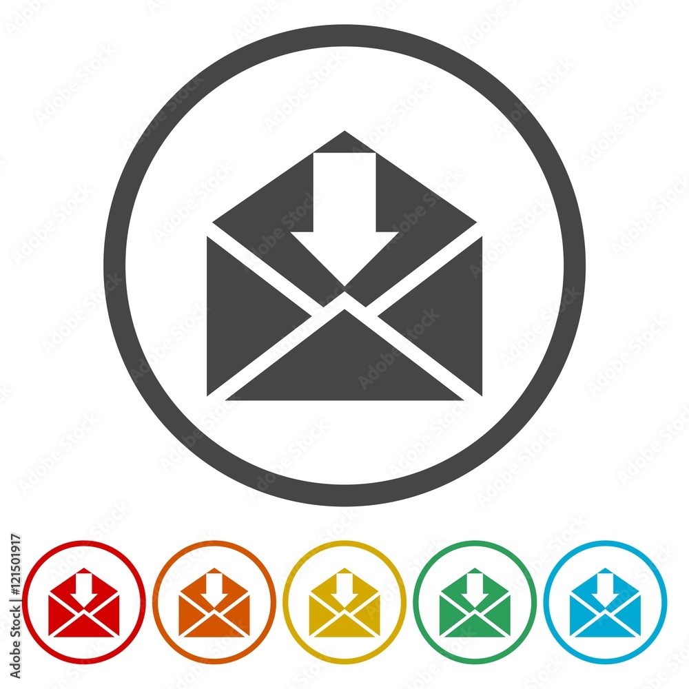 Email web flat design circle icon.Mail icon. Envelope symbol. Message ...