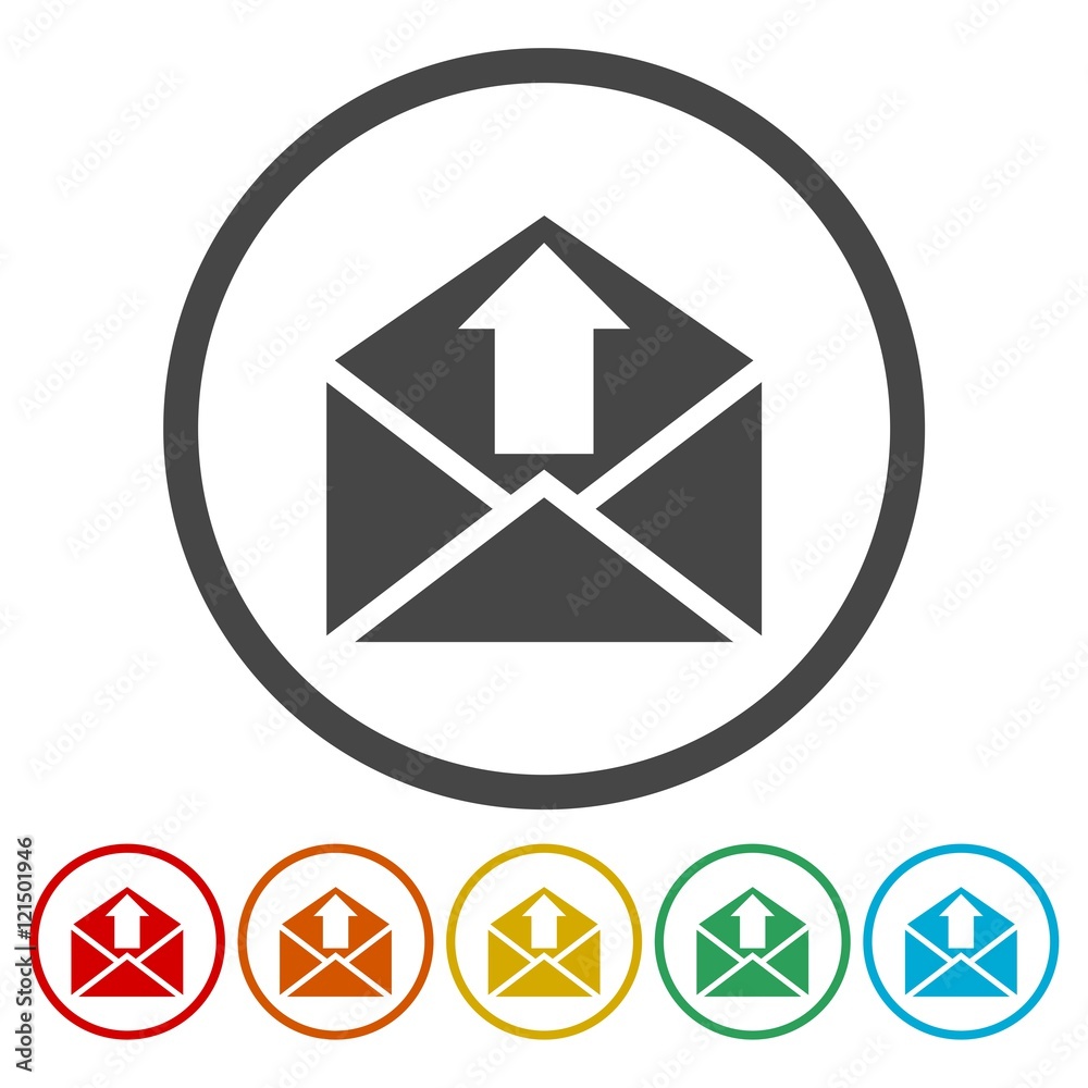 Email web flat design circle icon.Mail icon. Envelope symbol. Message ...