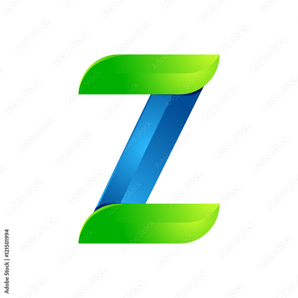 Z letter leaves eco logo, volume icon. Vector design green and blue ...