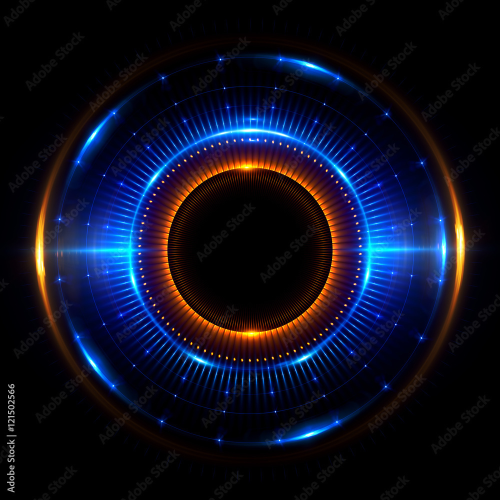 Abstract ring background with luminous swirling backdrop. Glowing ...