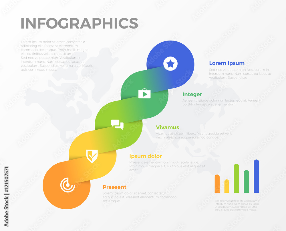 5 links chain diagram vector template Infographics background Stock ...