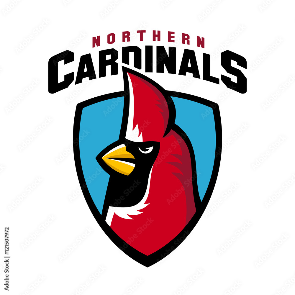 Northern cardinal sport logo angry bird team shield mascot with ...