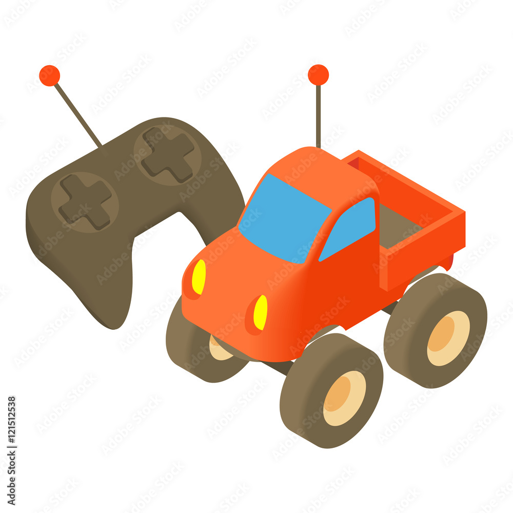 Radio-controlled car icon in cartoon style isolated on white background ...