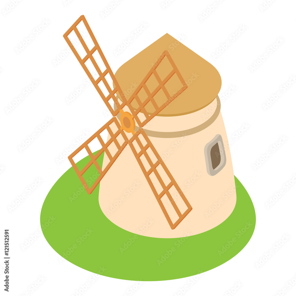 Mill icon icon in cartoon style isolated on white background. Structure ...