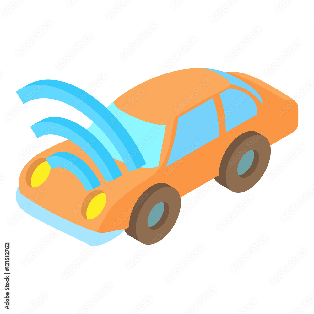 Car with Wi Fi icon in cartoon style isolated on white background ...