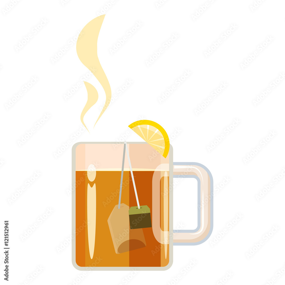 Glass mug with tea icon in cartoon style isolated on white background ...