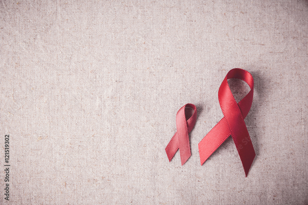 Red Ribbons on toning background, HIV/AIDS, Anosmia, Heart disease ...
