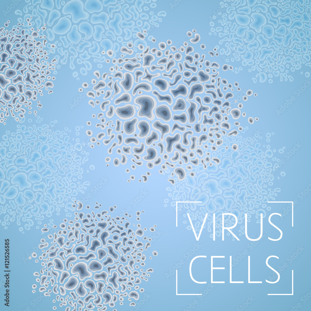 Abstract blue background with virus cells. Vector illustration Stock ...