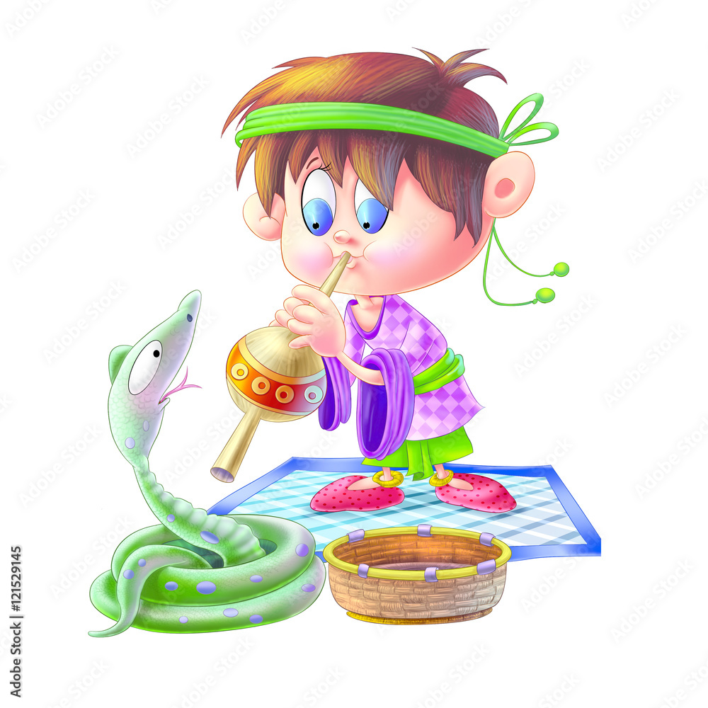 Snake charmer boy with snake Stock Illustration | Adobe Stock Snake charmer boy with snake Stock Illustration | Adobe Stock