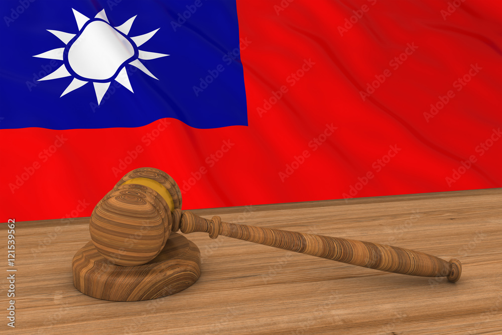 Taiwanese Law Concept - Flag of Taiwan Behind Judge's Gavel 3D ...