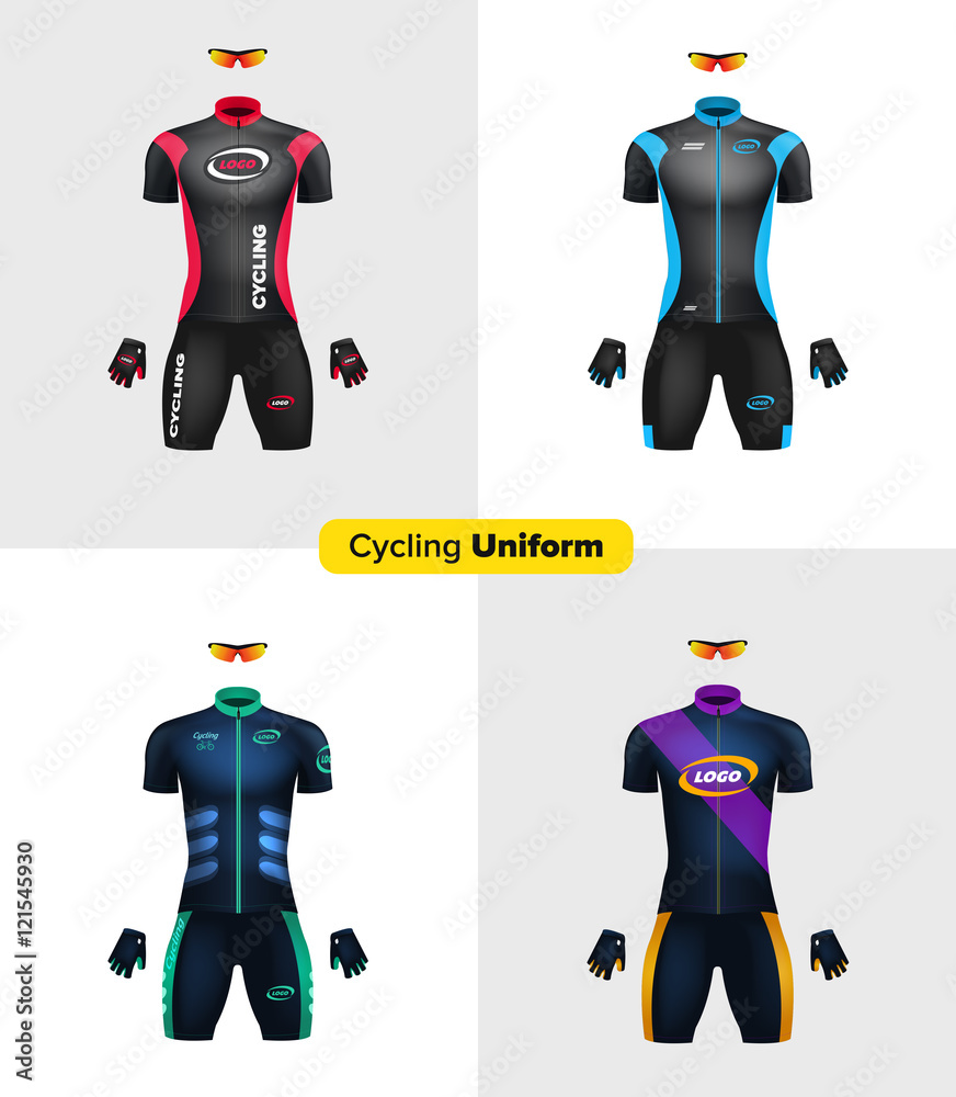 Realistic vector cycling uniforms. Branding mockup. Bike or Bicycle ...