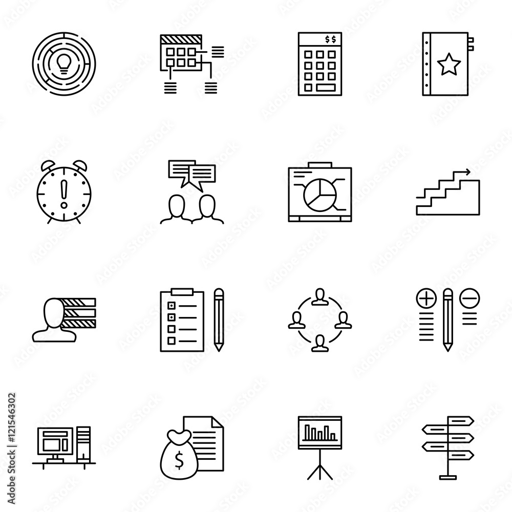 Set Of Project Management Icons On Decision Making, Teamwork, Quality ...
