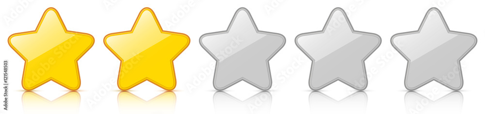 2 out of 5 - Star Rating - Golden Star Icons Stock Vector | Adobe Stock
