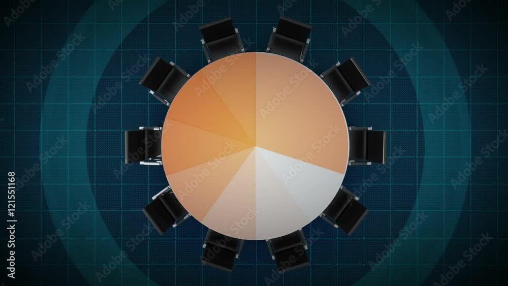 Conference table changes pie chart, indicated 30 percent. business room ...