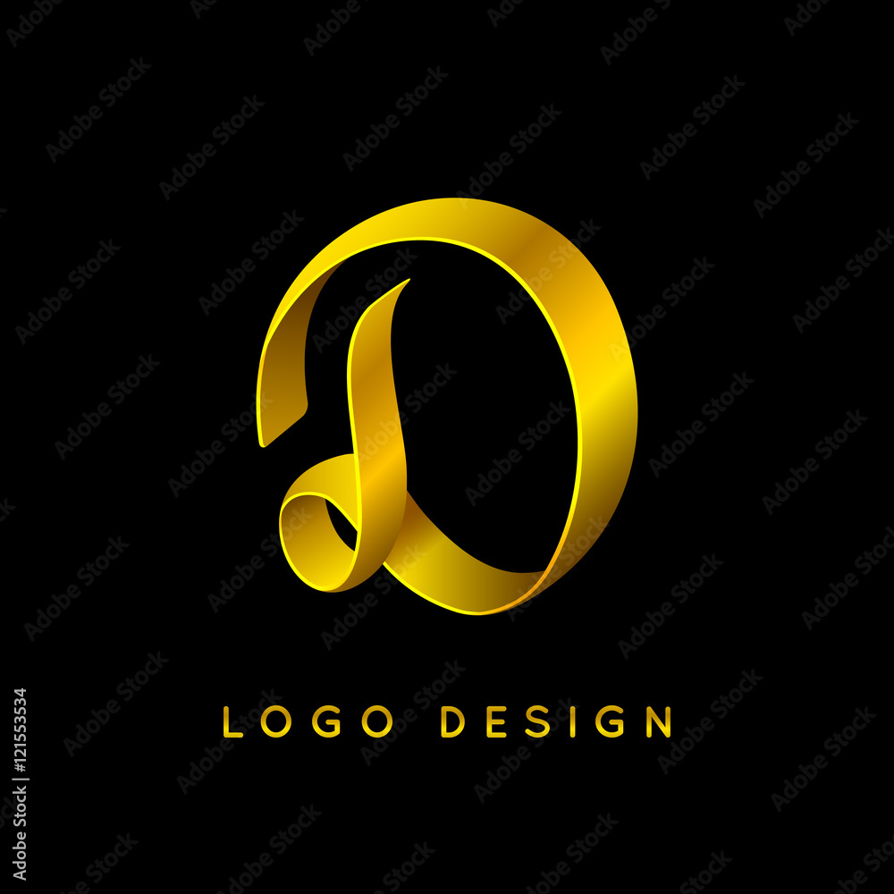 Letter "D" gold ribbon monogram. Eps10 vector illustration. Stock ...