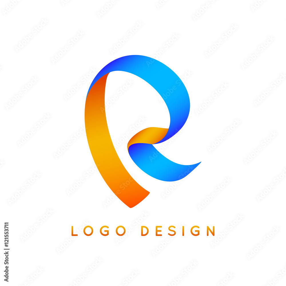 Letter "R" ribbon monogram. Eps10 vector illustration. Stock Vector ...