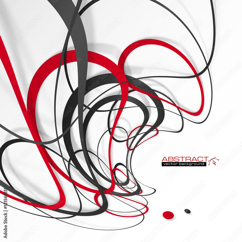Abstract red and black lines with shadows, modern vector perspective ...