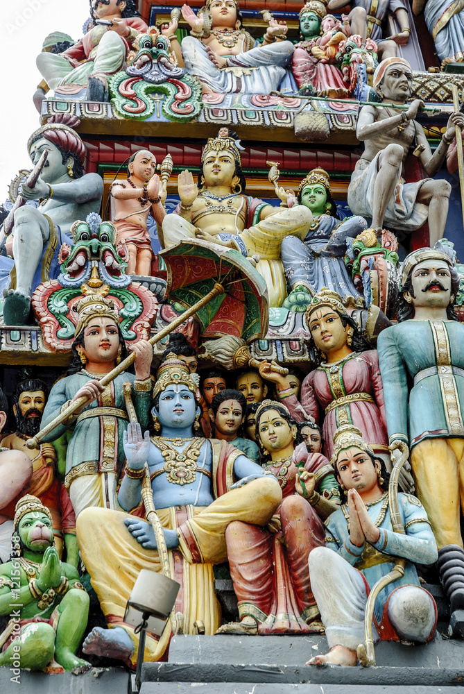 sculptures of gods and goddesses in the gopura of entry to the temple ...