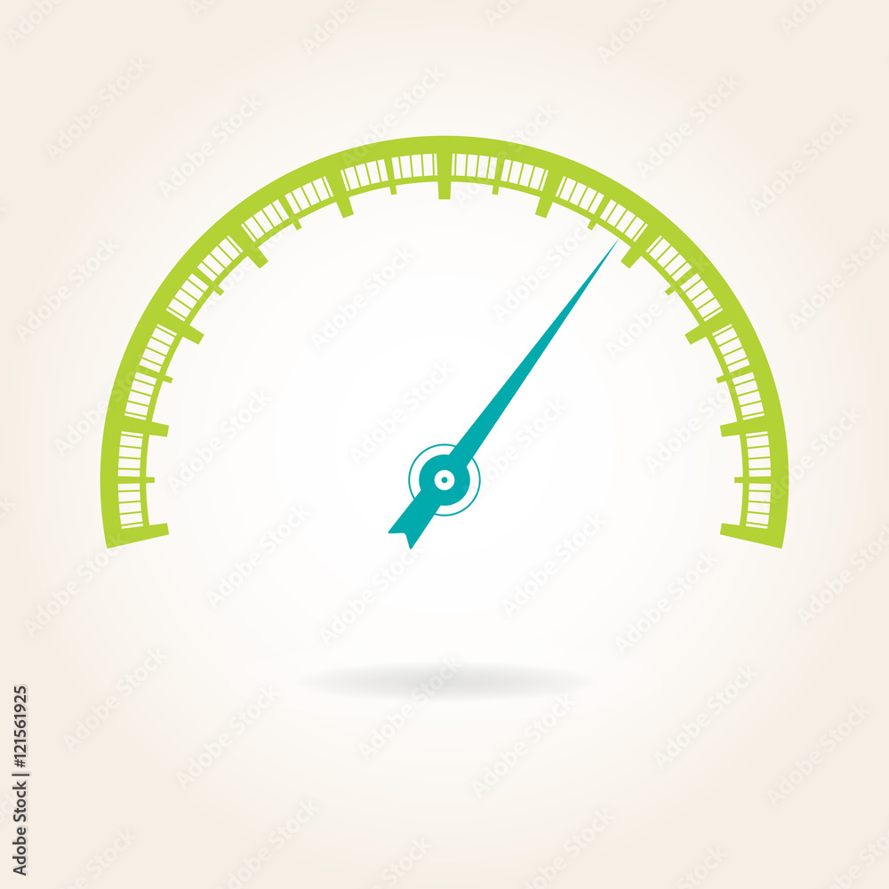 Speedometer icon or sign with arrow. Infographic gauge element ...