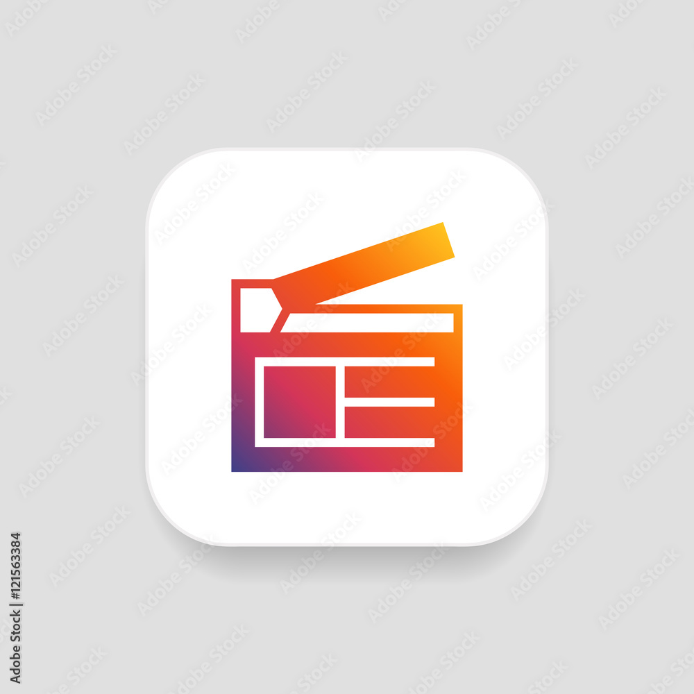 Clapperboard icon vector, clip art. Also useful as logo, square app ...