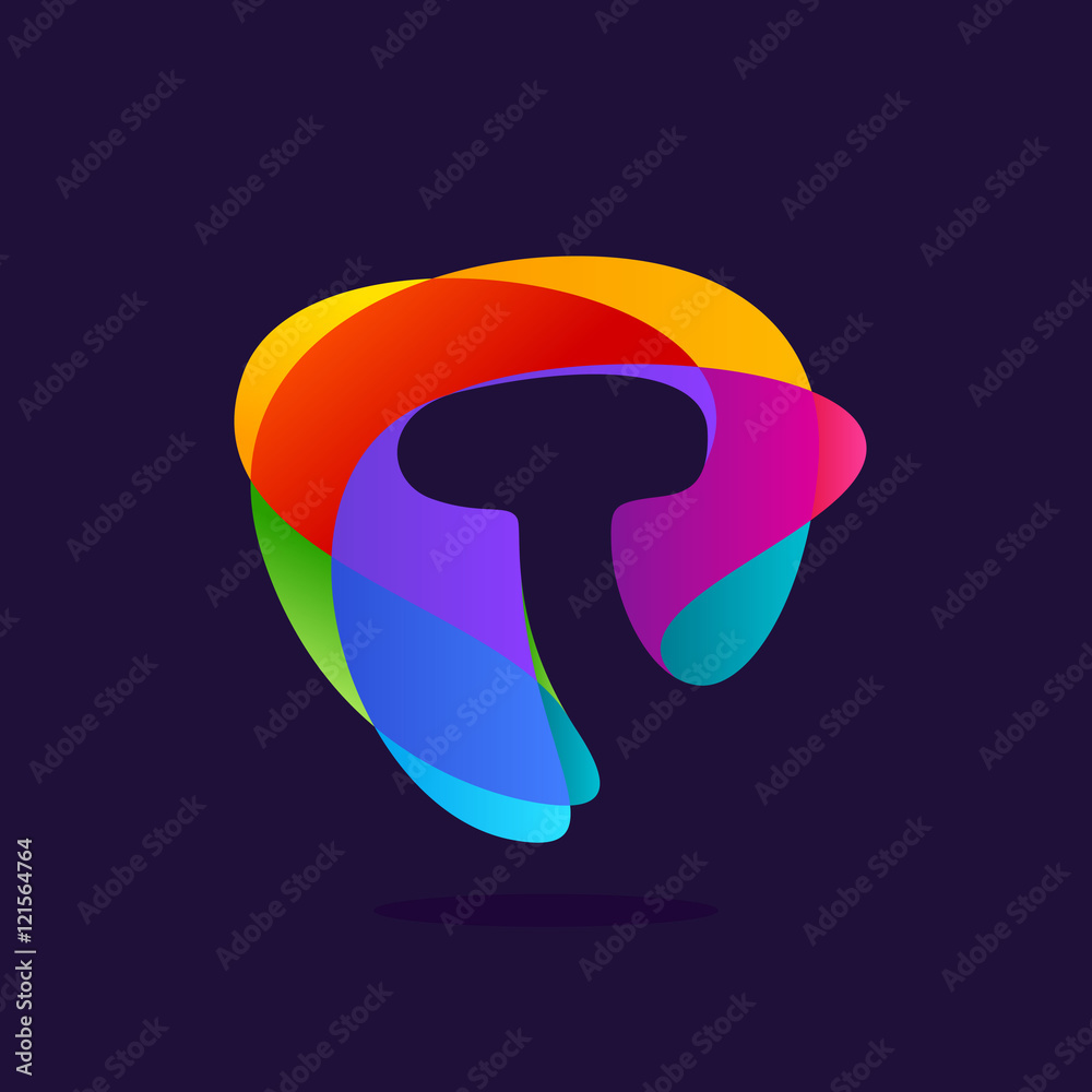 Letter T logo at colorful multicolor splash background. Stock Vector ...
