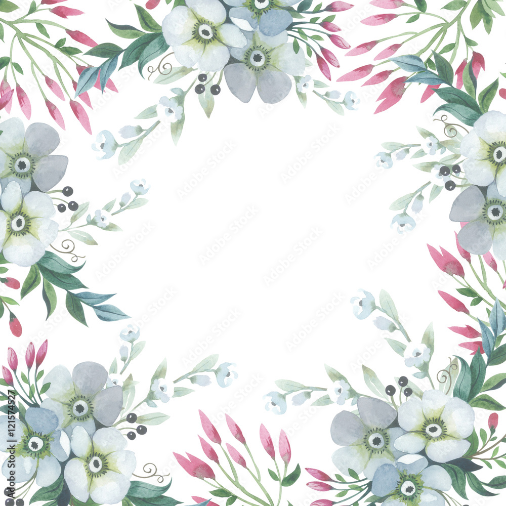 Wildflower lily flower frame in a watercolor style isolated. Full name ...