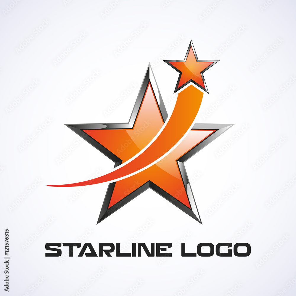 Star logo, crossed star, company logo, yellow star, vector illustration ...